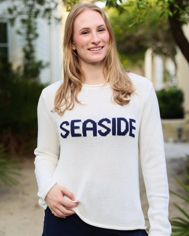 Ivory with Navy Seaside Sweater – The Seaside Style