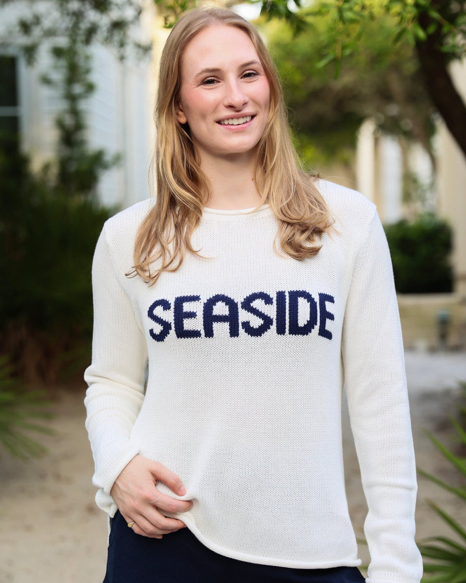Ivory with Navy Seaside Sweater – The Seaside Style